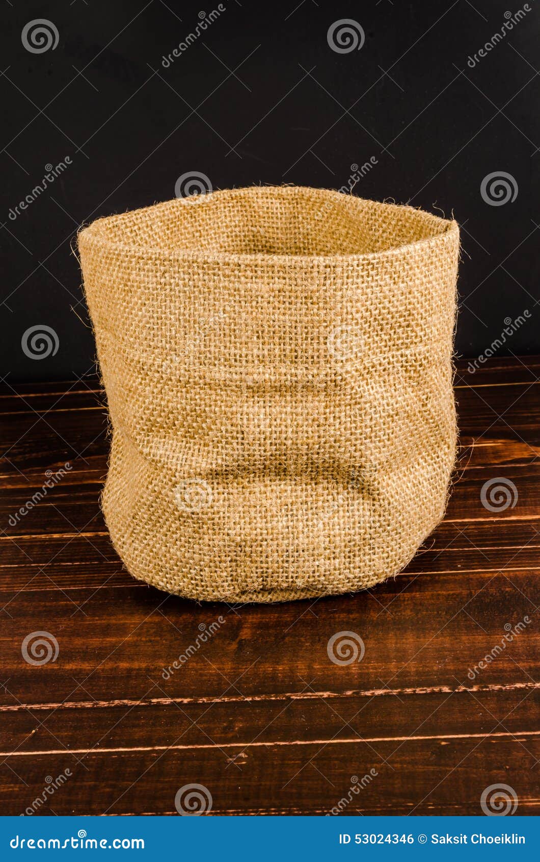 Empty Sack Bag on Wooden Table Stock Photo - Image of empty, sack: 53024346