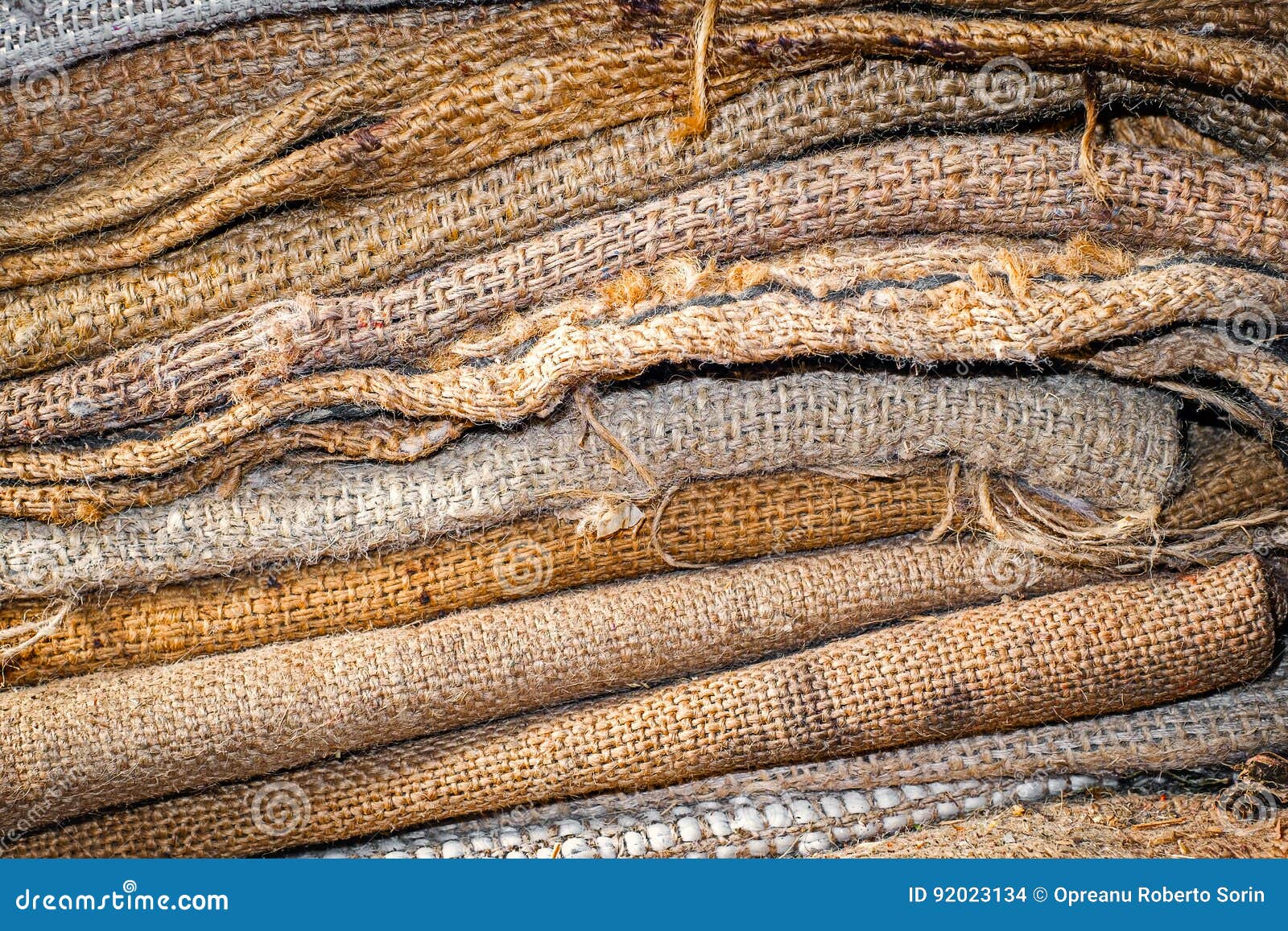 Empty sacks stacked stock photo. Image of people, sacks - 92023134