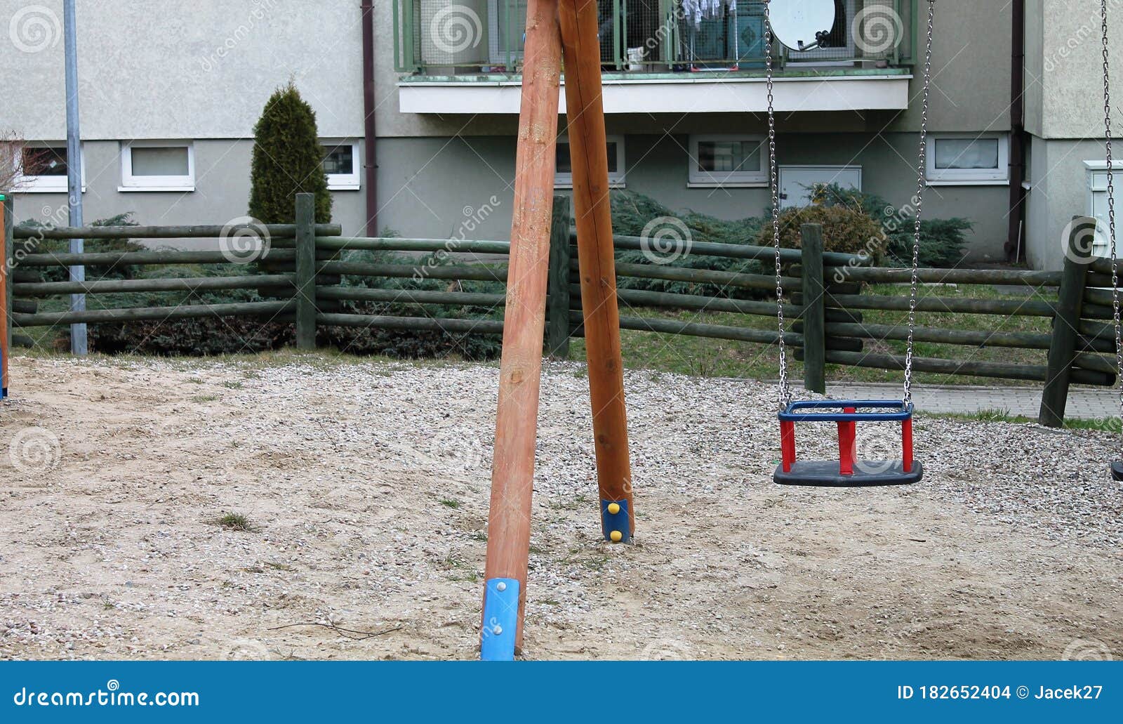 Empty and sad playground . stock photo. Image of public - 182652404