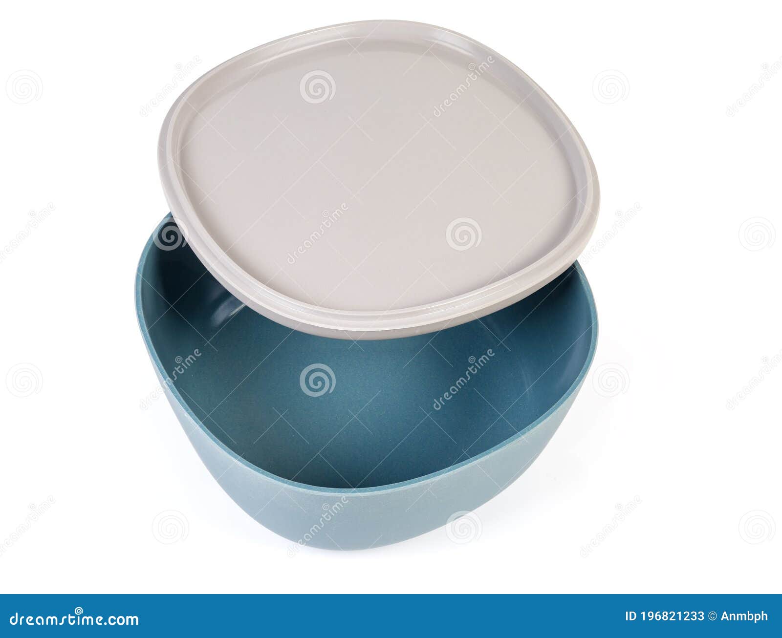 Empty Salad Bowl with Inverted Lid on a White Background Stock Image ...