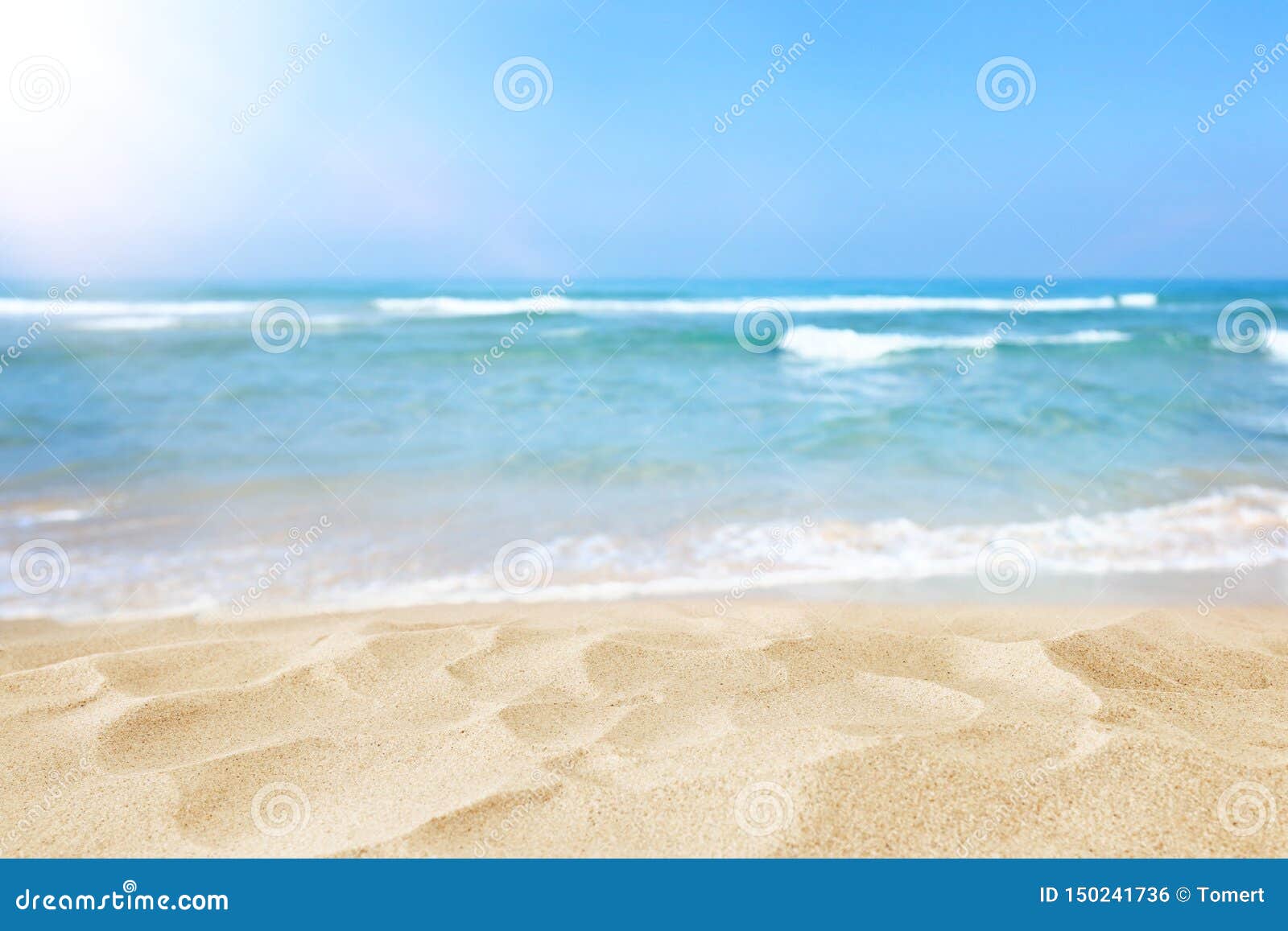 Empty Sand Beach in Front of Summer Sea Background with Copy Space ...