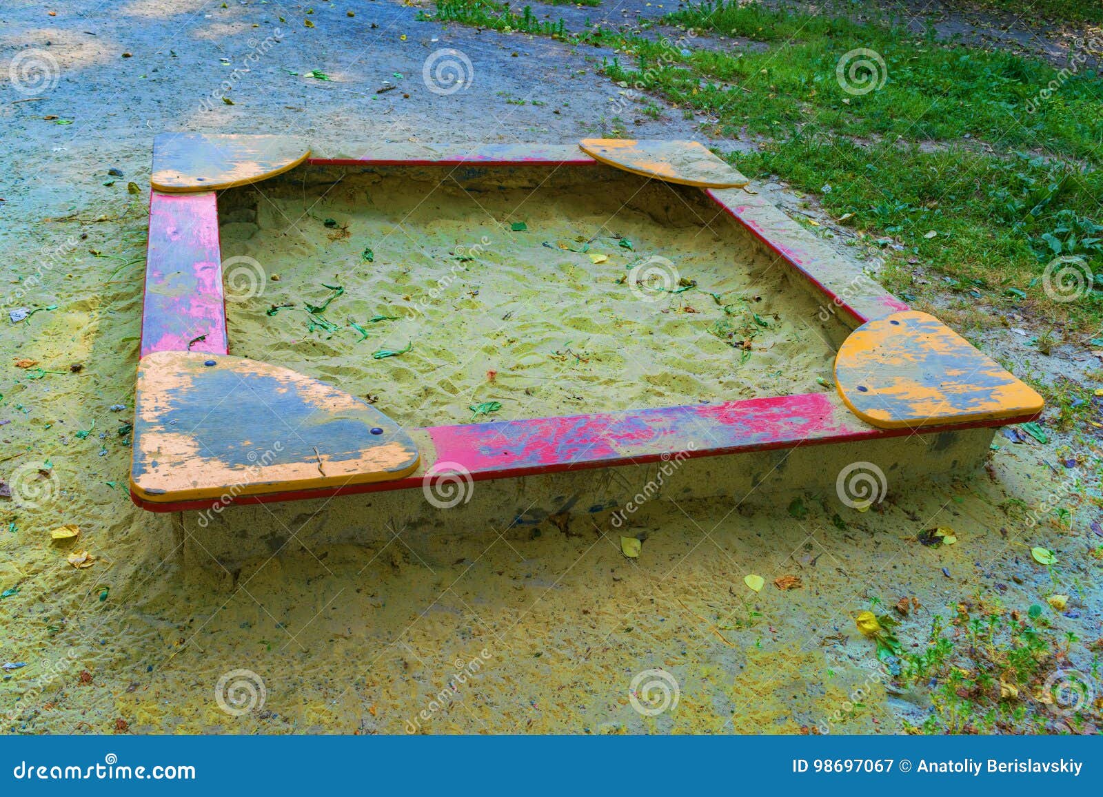 Empty Sandbox on the Playground Stock Image - Image of beach, pink ...