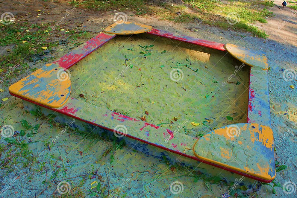 Empty Sandbox on the Playground Stock Image - Image of enjoyment, beach ...