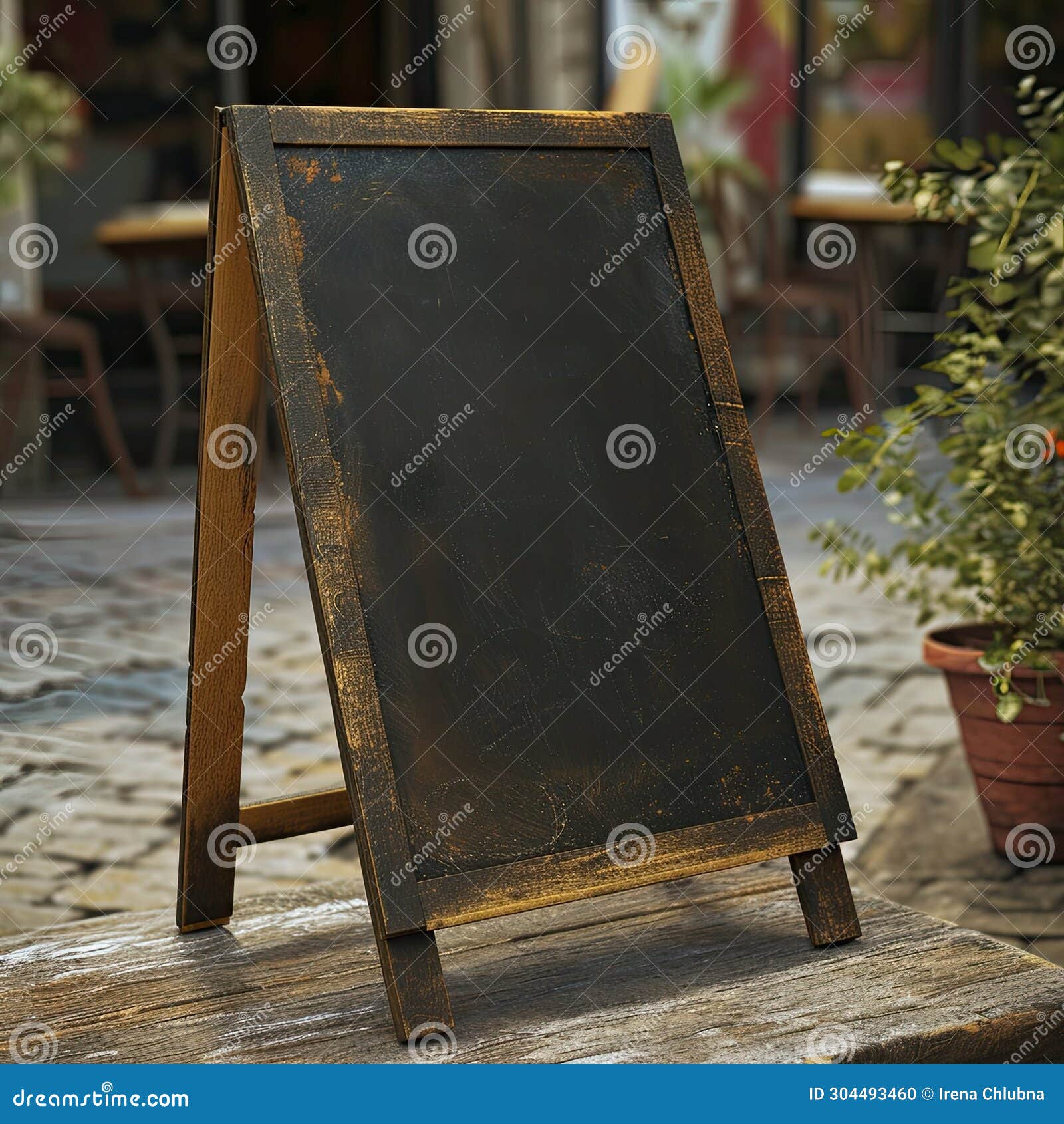 Empty Sandwich Board for a Menu and a Chalk Drawing Stock Illustration ...