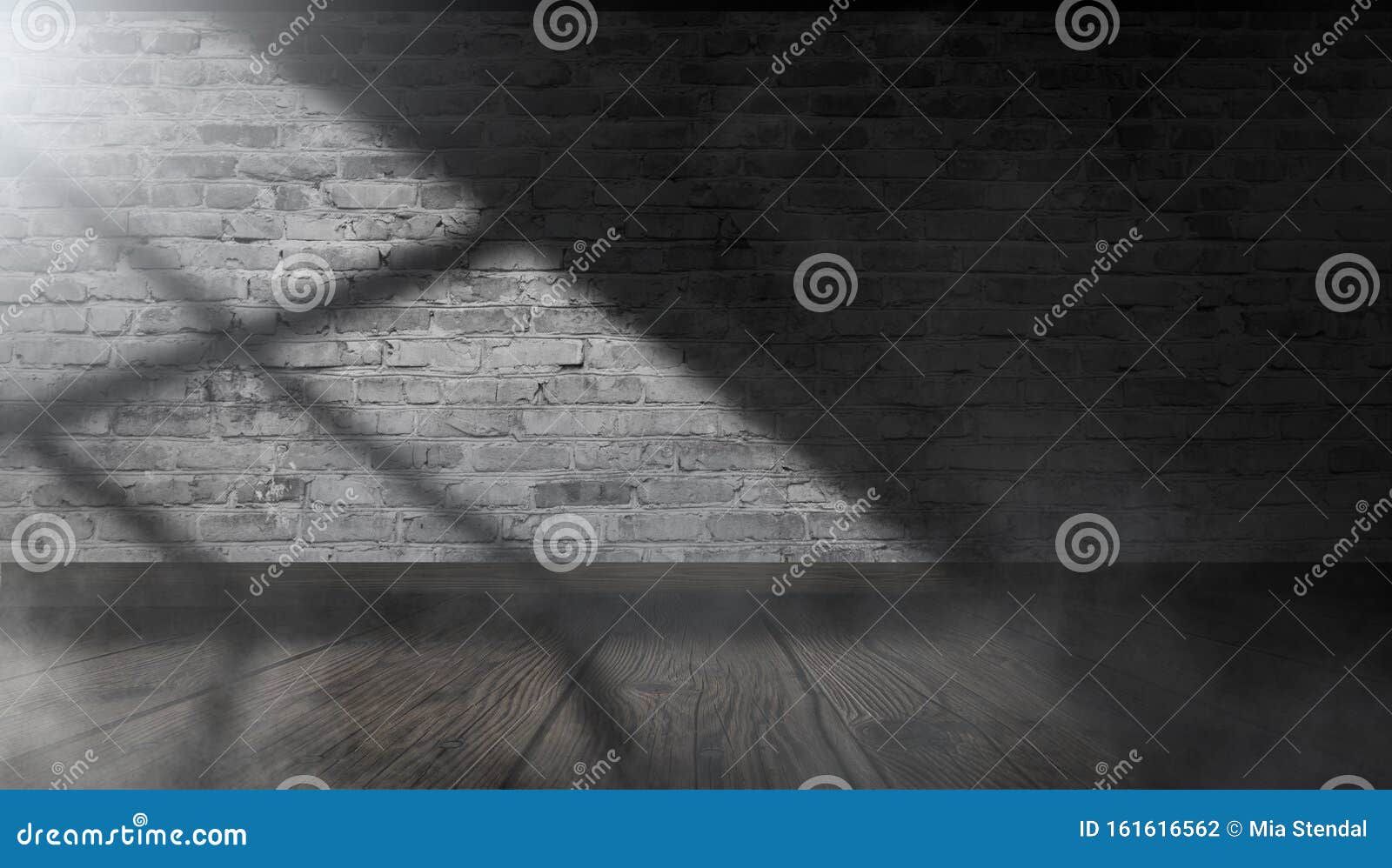 Empty Scene Background. Incident Light from a Window on an Empty Brick ...