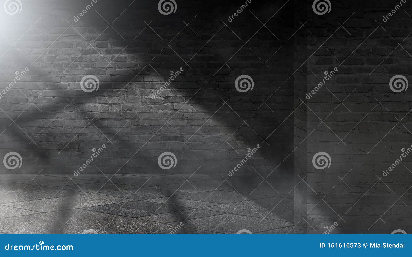 Empty Scene Background. Incident Light from a Window on an Empty Brick ...