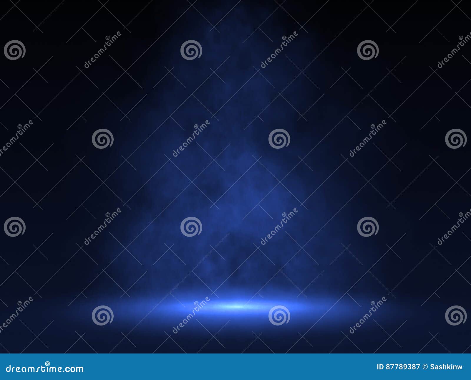 Empty Scene with Blue Spotlight and Smoke Stock Illustration ...