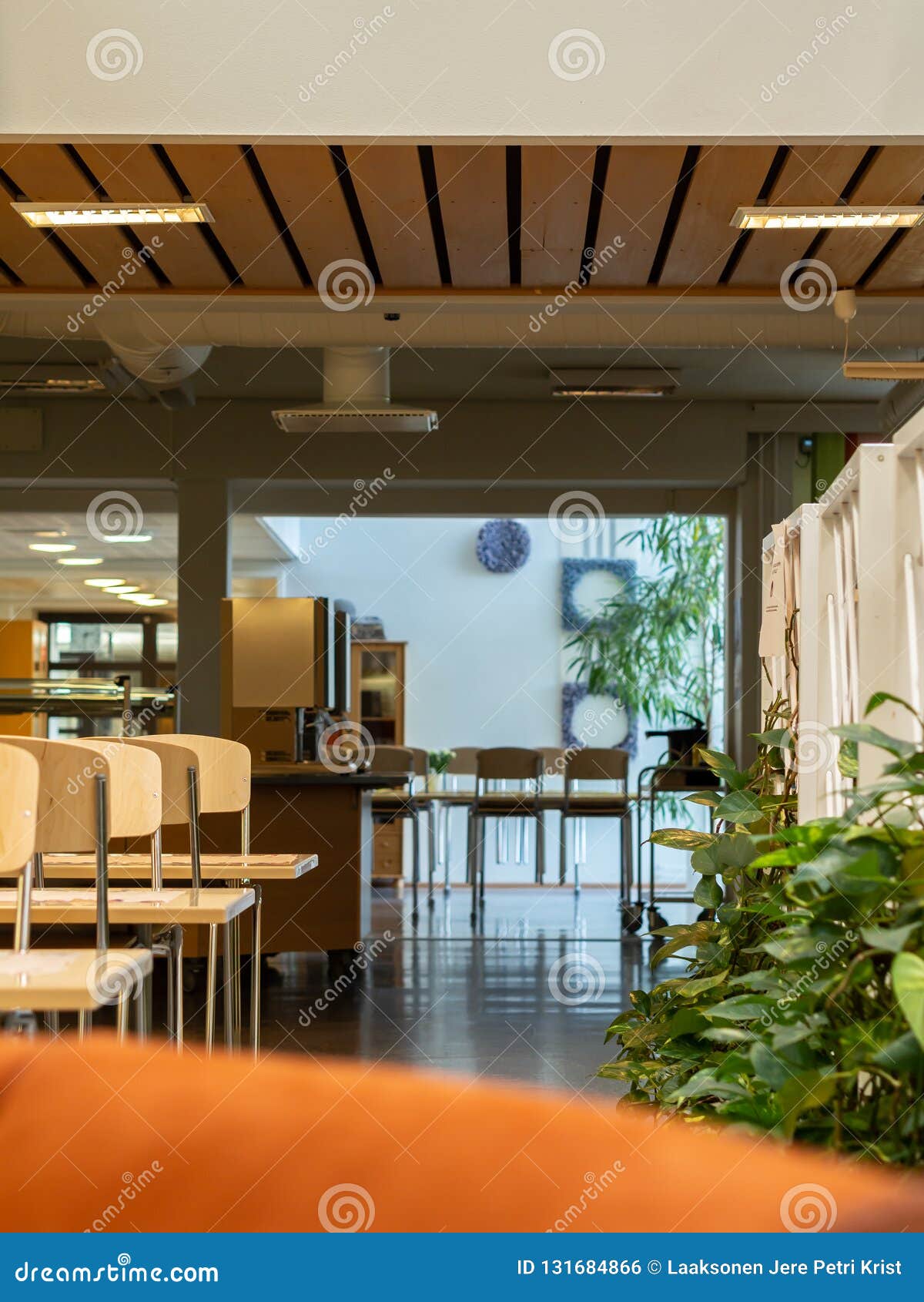 Empty school cafeteria stock photo. Image of school - 131684866