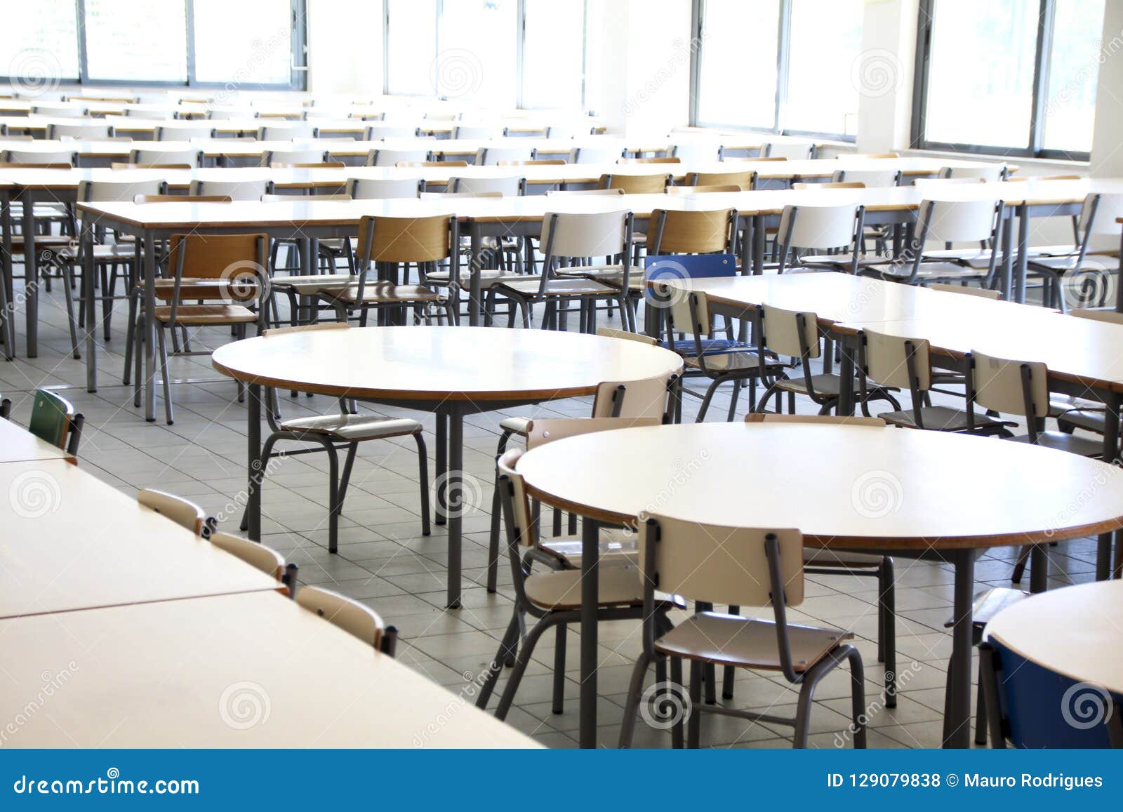 Empty school canteen stock photo. Image of architecture - 129079838
