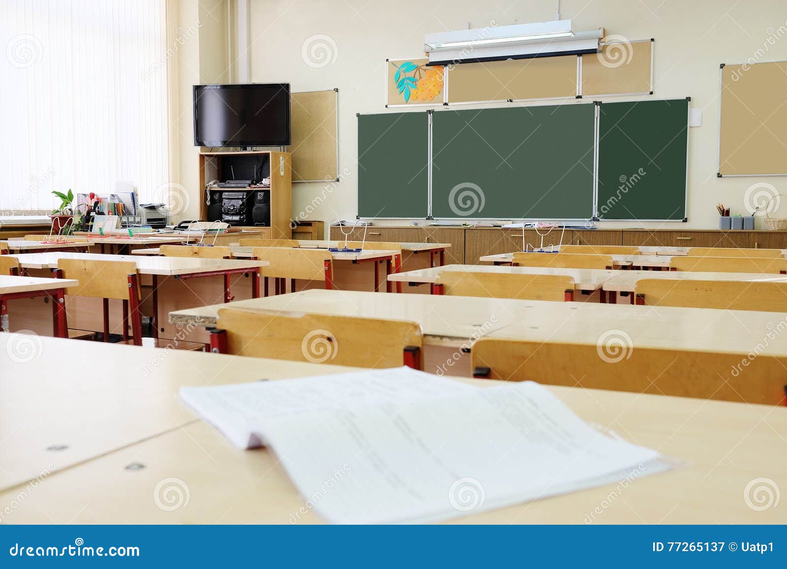 Empty school class stock image. Image of children, teacher - 77265137