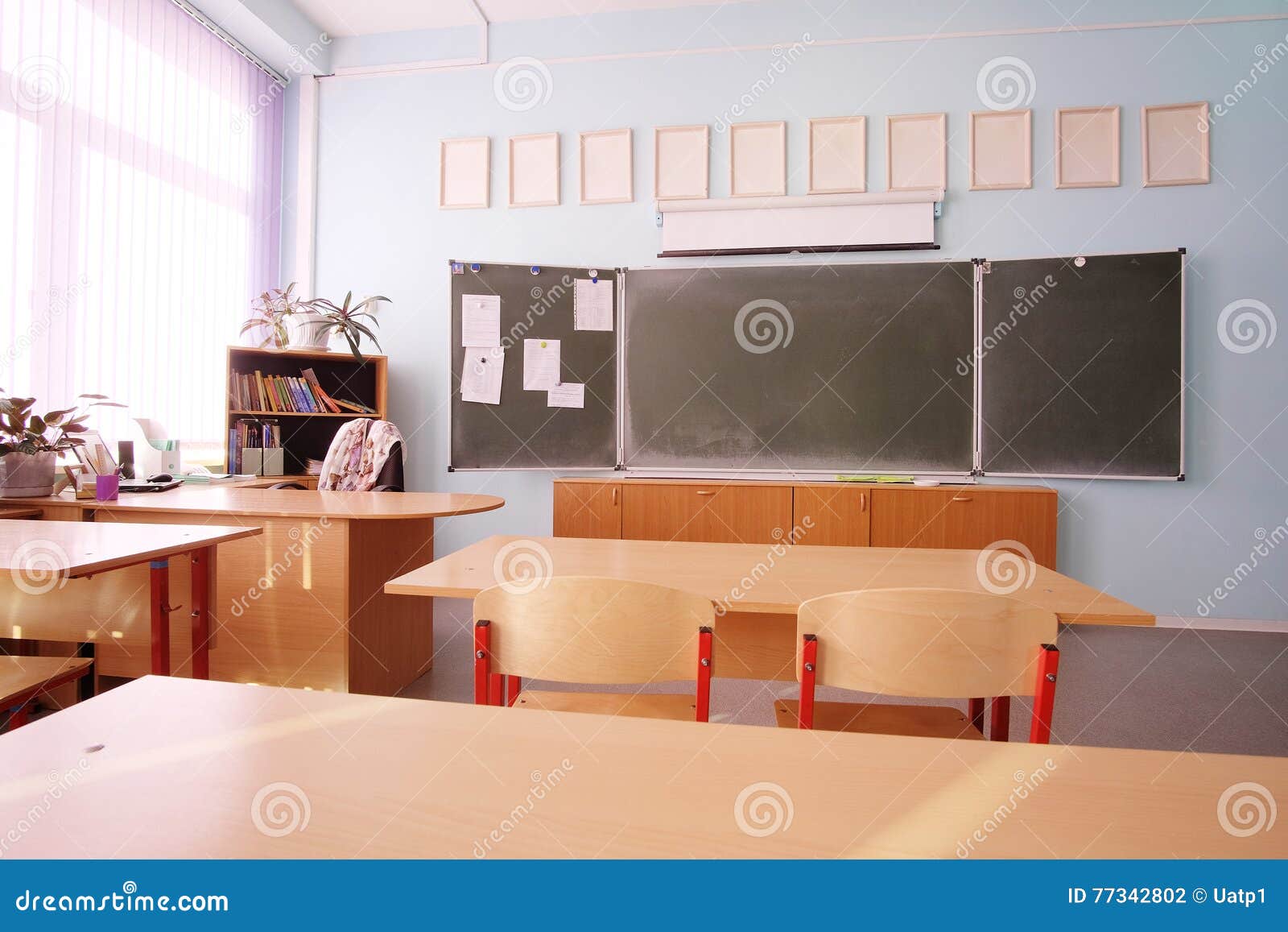 Empty school class stock photo. Image of high, desk, class - 77342802
