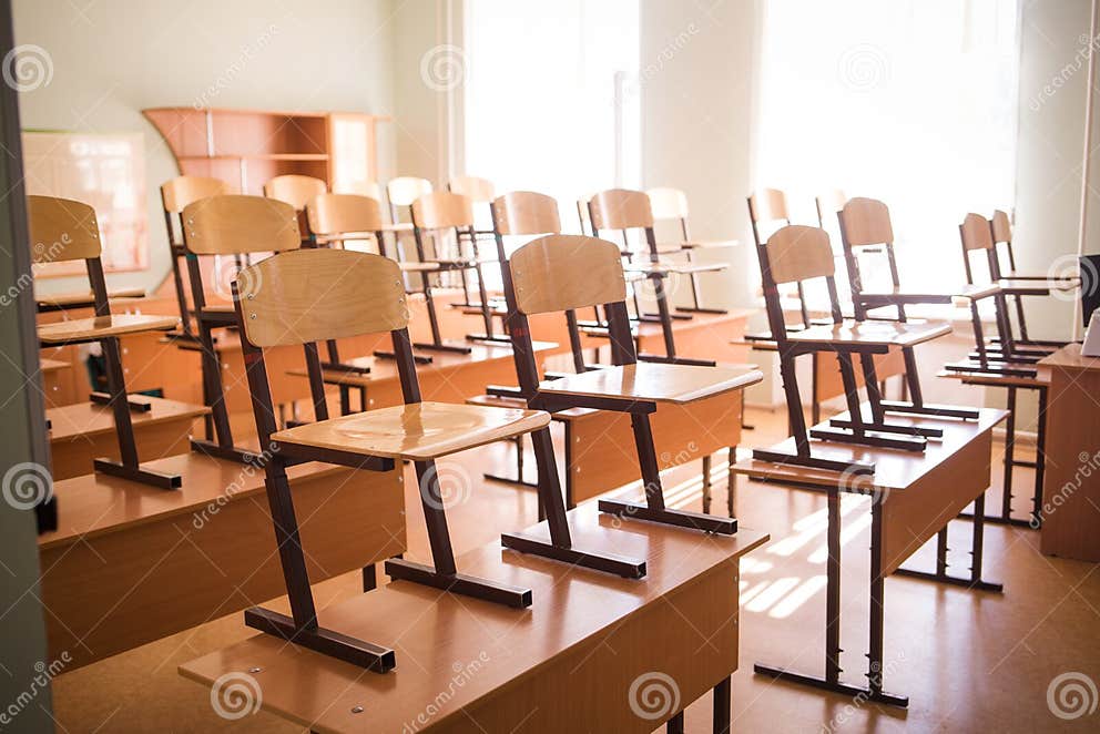 Empty School Classroom Background Stock Image - Image of interior ...