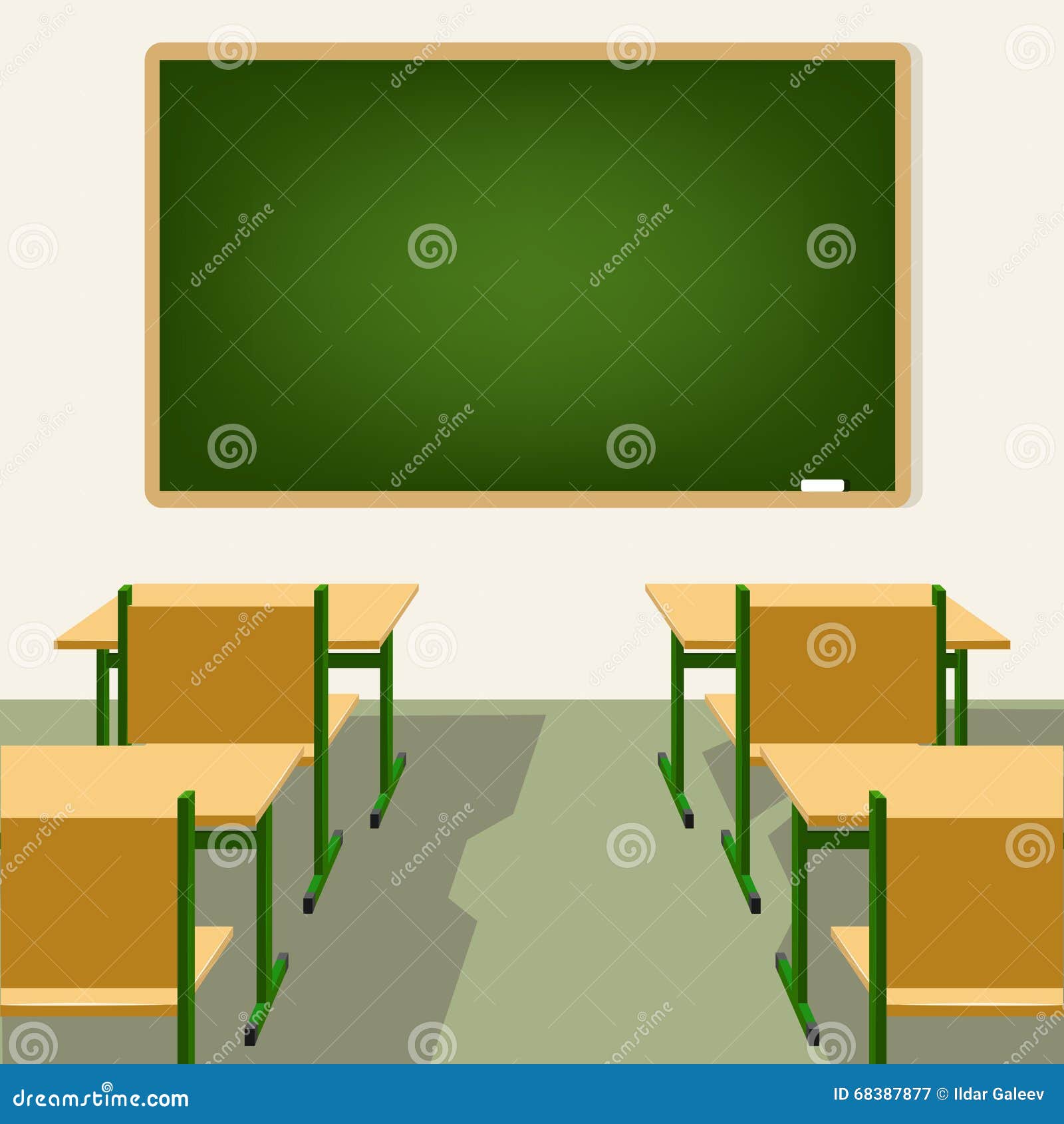 Empty School Classroom with Blackboard and Desks Stock Vector ...