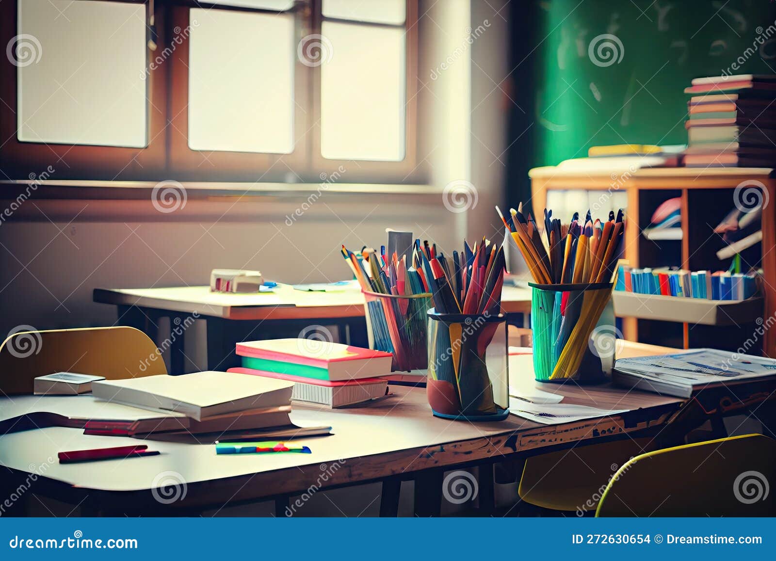Empty School Classroom, with Colorful and Creative Learning Tools on ...