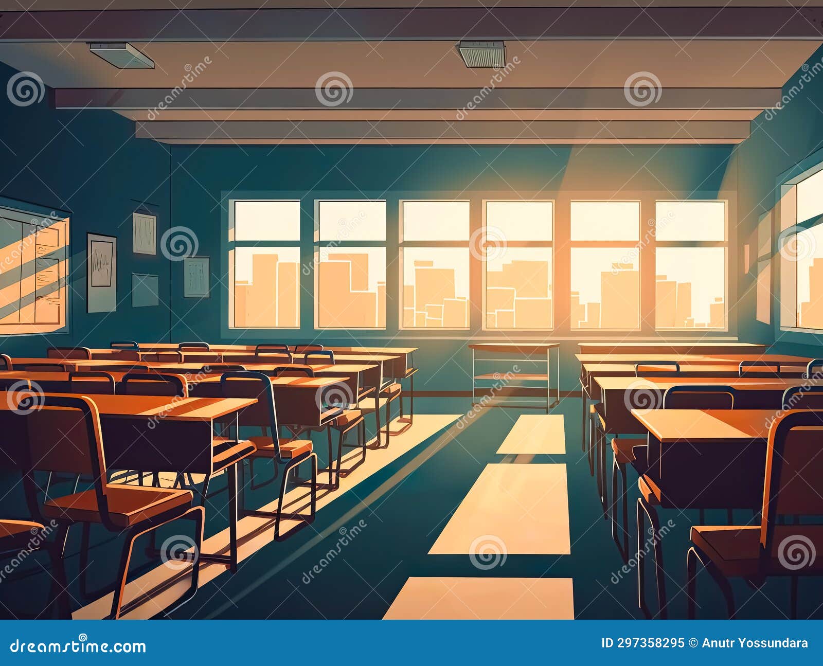 Empty School Classroom for Educational Background and Backdrop Poster ...