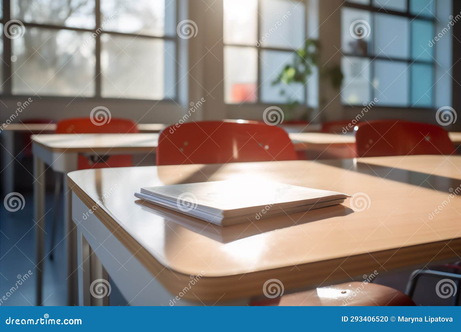 Empty School Classroom in Middle School during the Day. Stock Photo ...