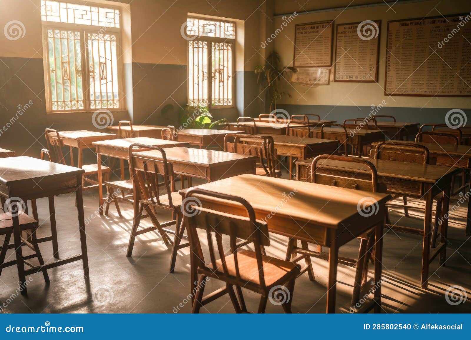 Empty School Classroom in the Sunlight, Back To School. Generative Ai ...