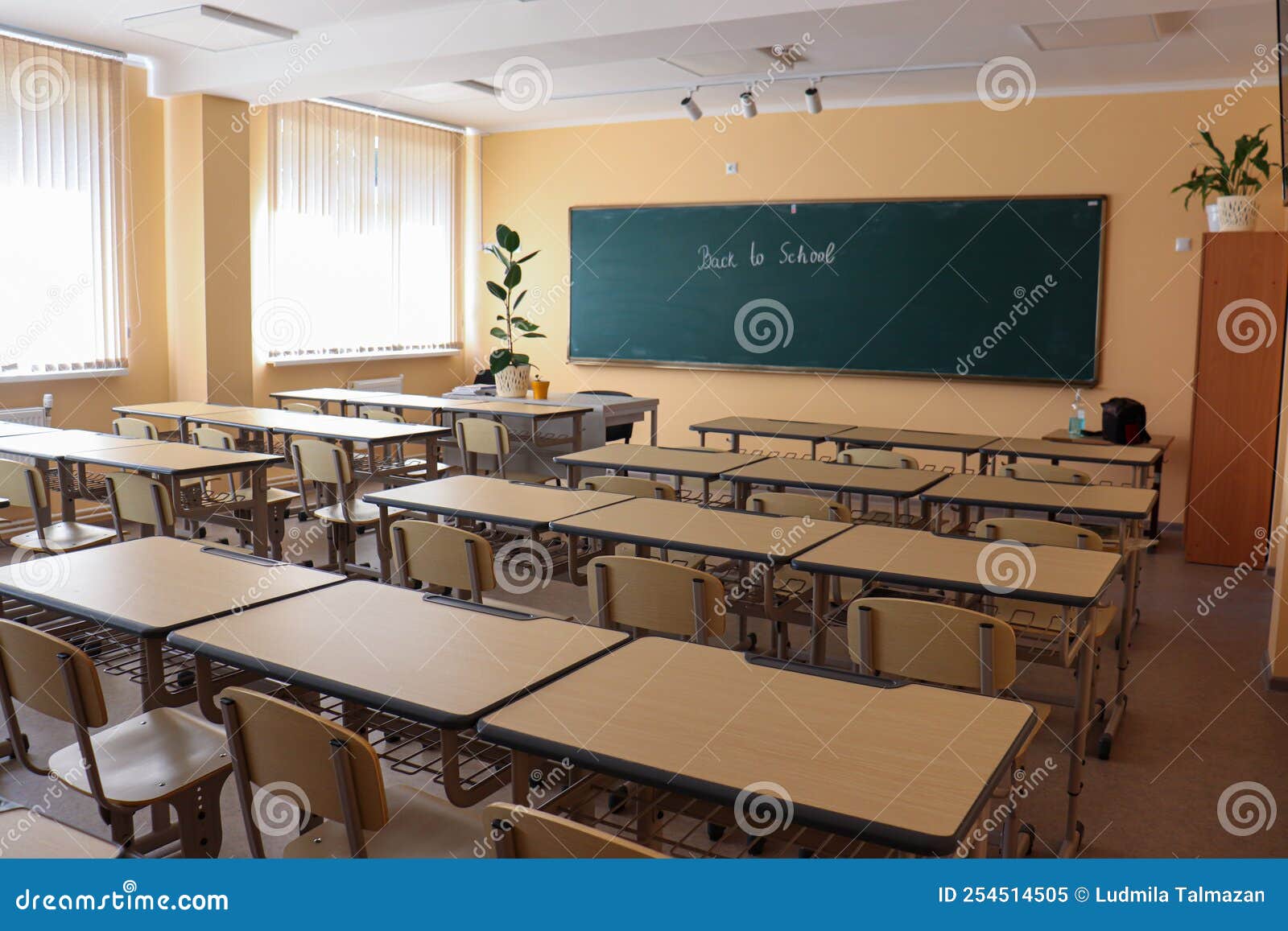 Empty School Classroom, Ready for the Beginning of the School Stock ...
