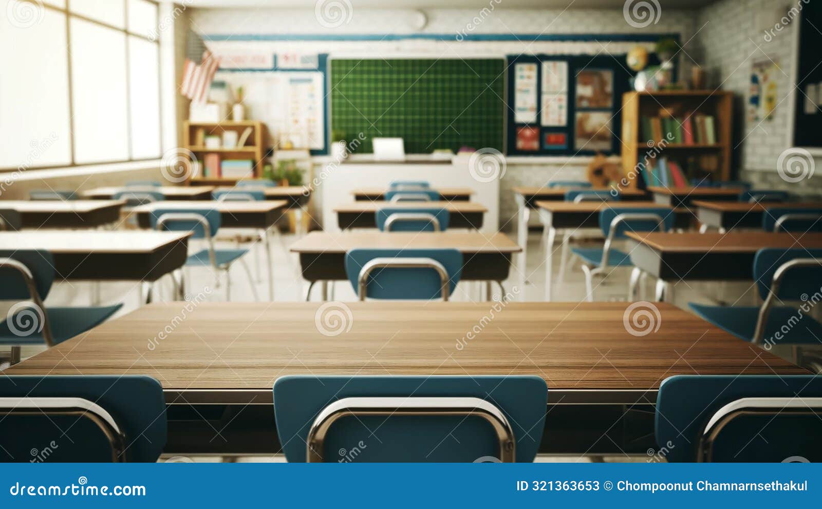 Empty School Classroom without Students or Teachers Stock Illustration ...