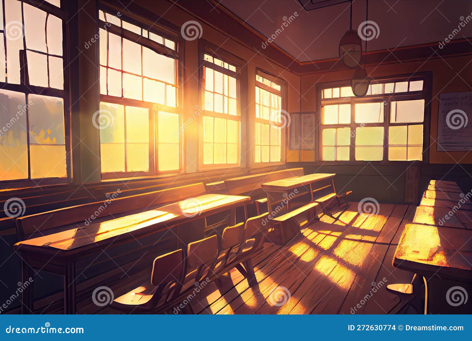 Empty School Classroom, with Subtle Reflections in the Windows, during ...