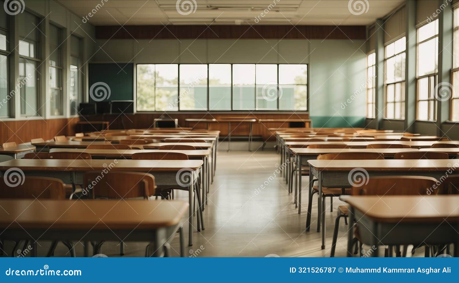 Empty School Classroom without Young Student. Blurry View of Elementary Class Stock Illustration ...