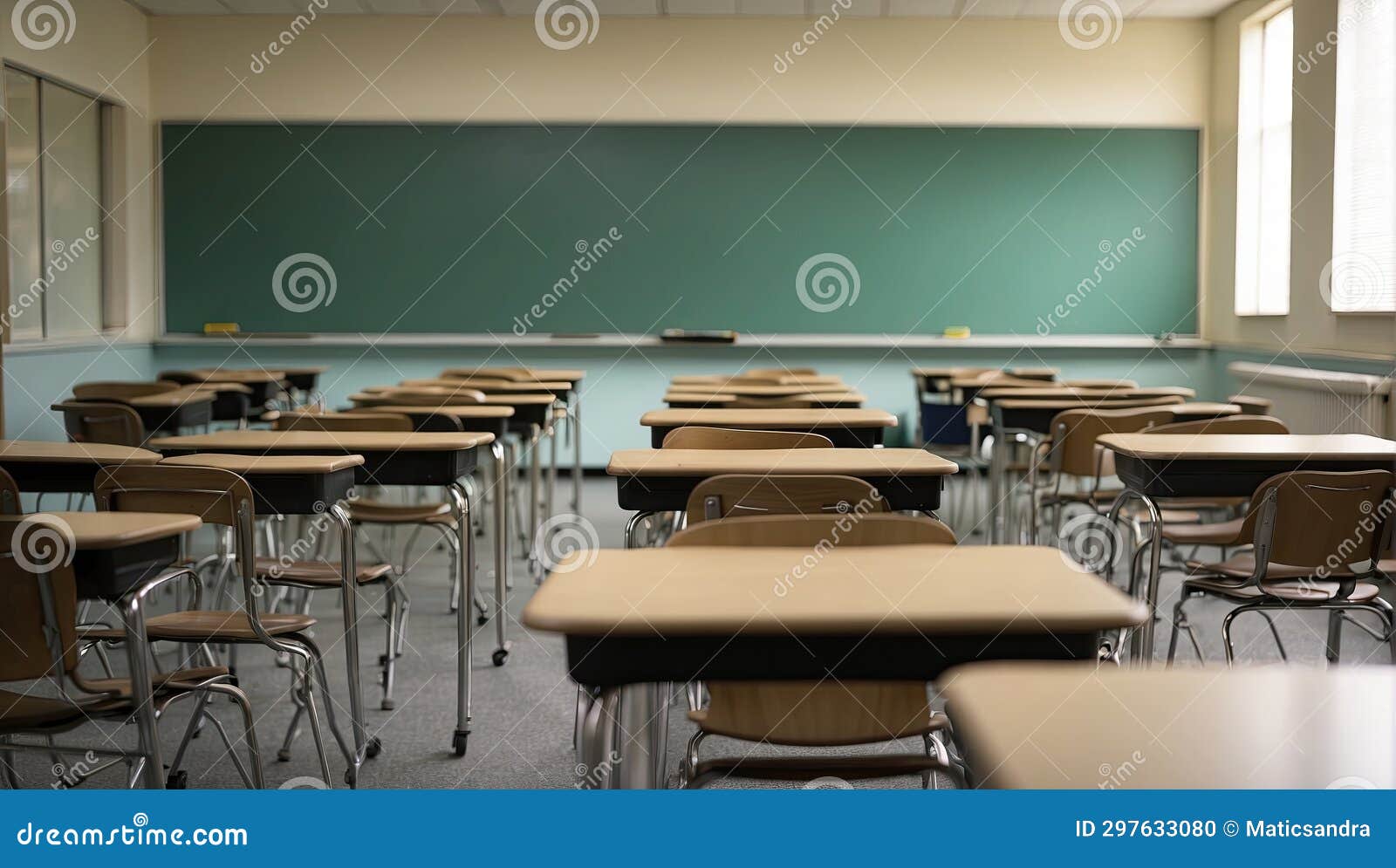 Empty School Classroom without Young Student. Elementary Class Room No ...