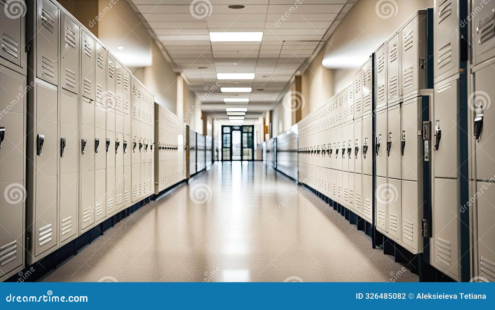 Empty School Corridor with Various Lockers for Students, Back To School ...