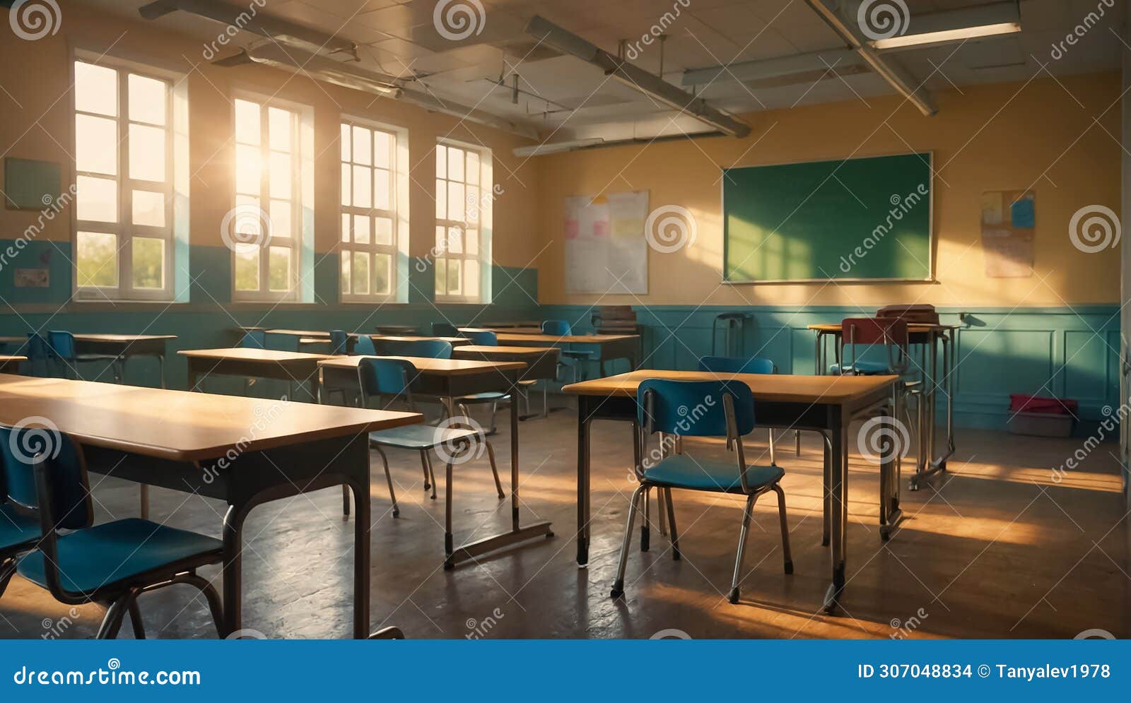 Empty School Interior Classroom Auditorium Concept Stock Illustration ...