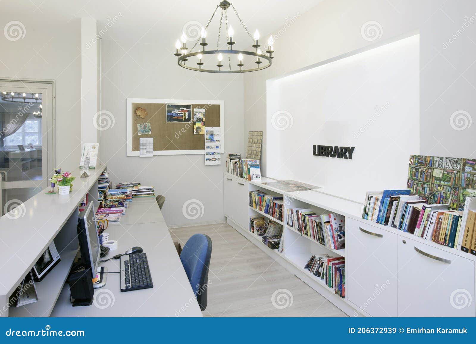 Empty Library and Work Place Editorial Stock Image - Image of modern ...