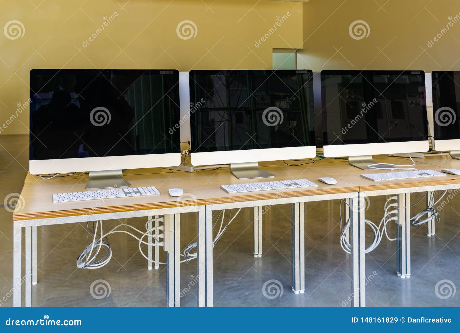 Empty School Room with Computers Editorial Stock Image - Image of room ...