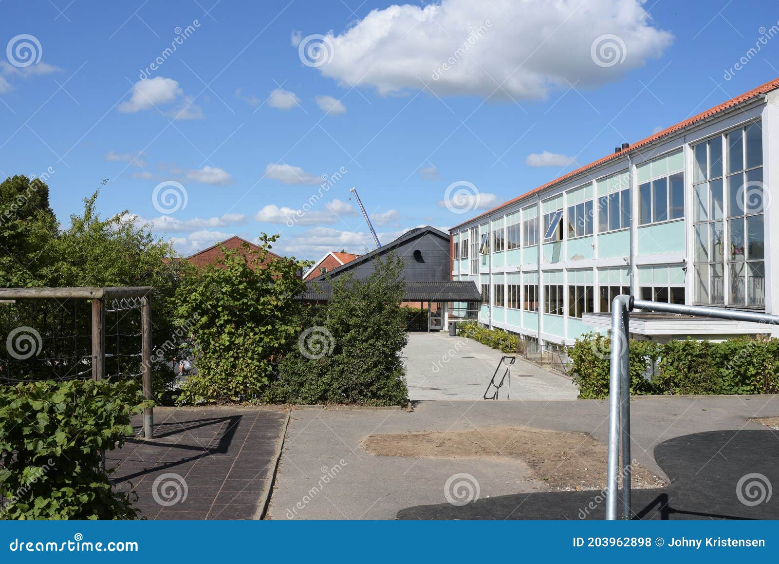 Empty School and Schoolyard with Urban Theme Stock Photo - Image of ...