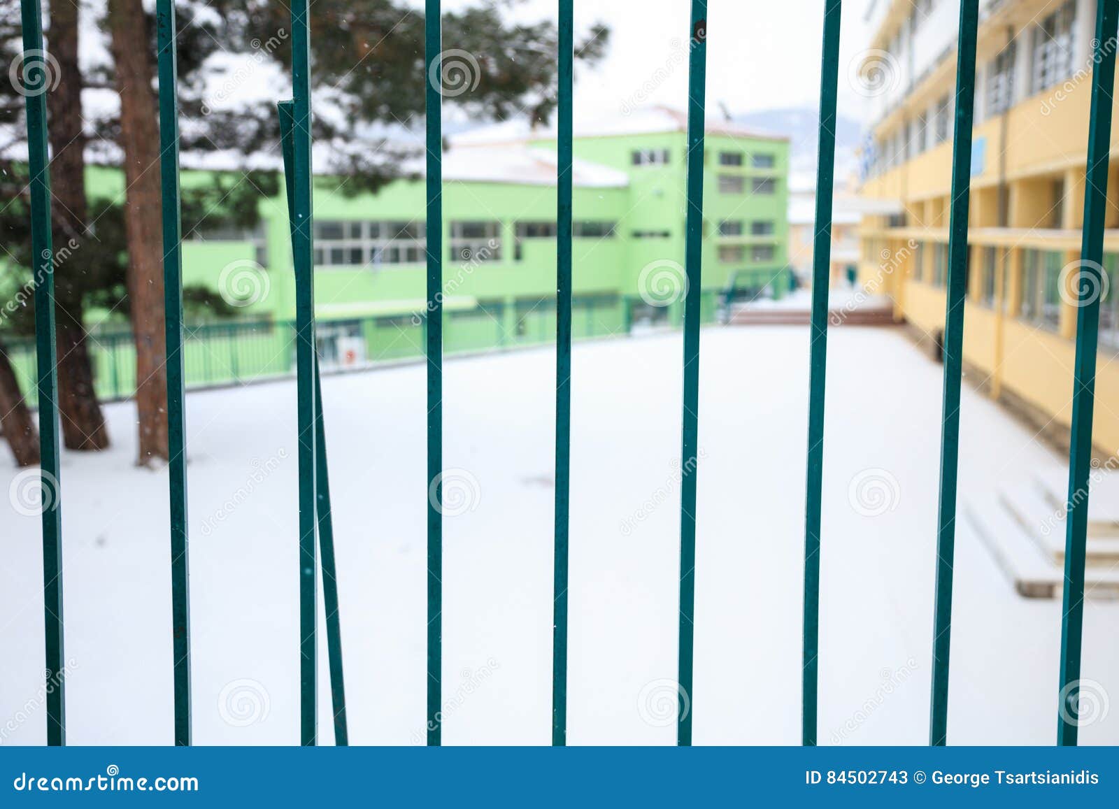 Empty Schoolyard Covered with Snow Stock Image - Image of empty, field ...