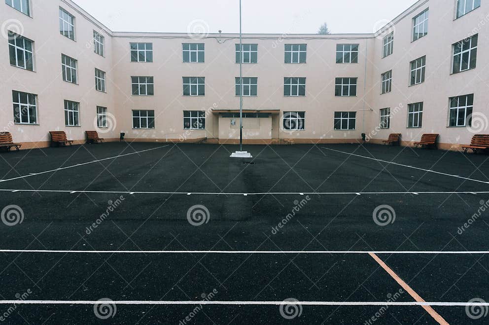 Empty schoolyard stock photo. Image of exterior, childhood - 61197236