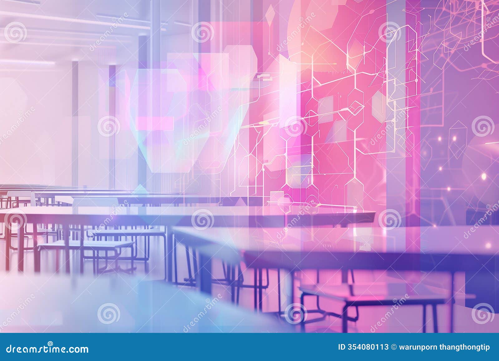 Empty Science Lab Classroom with Holographic Visualization Chemical ...