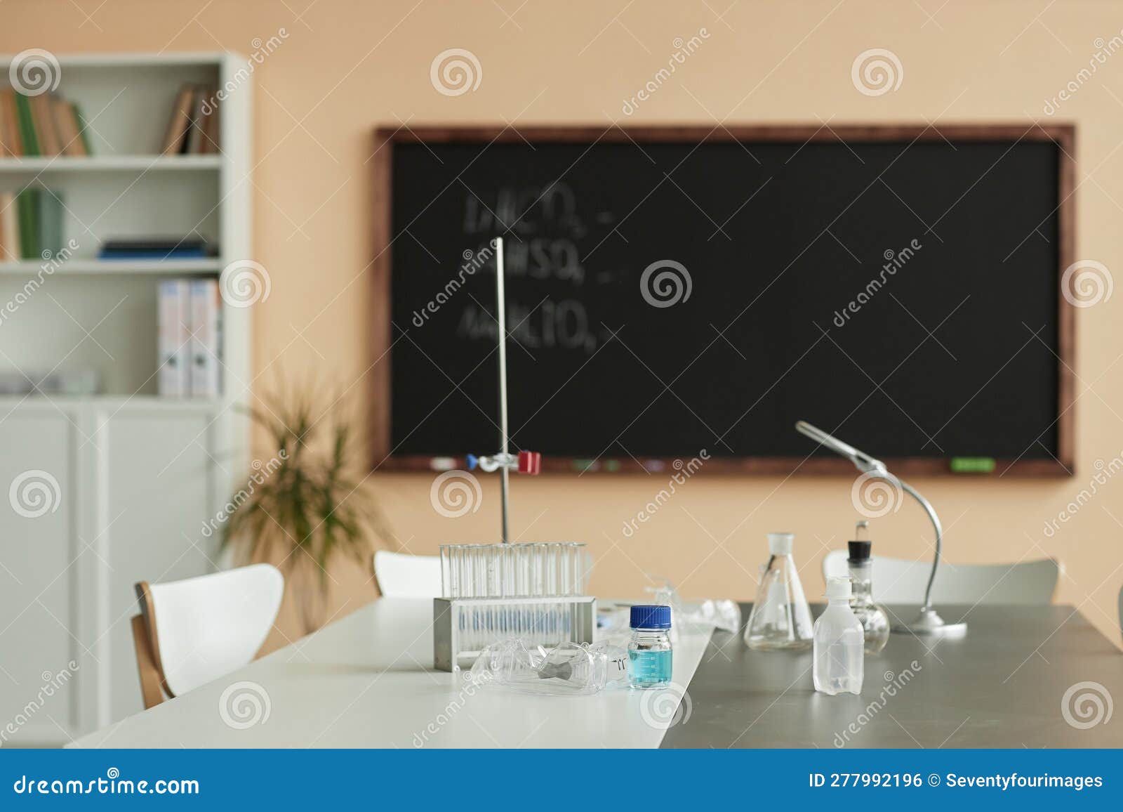 Empty Science Lab Interior in School Classroom Copy Space Stock Photo ...