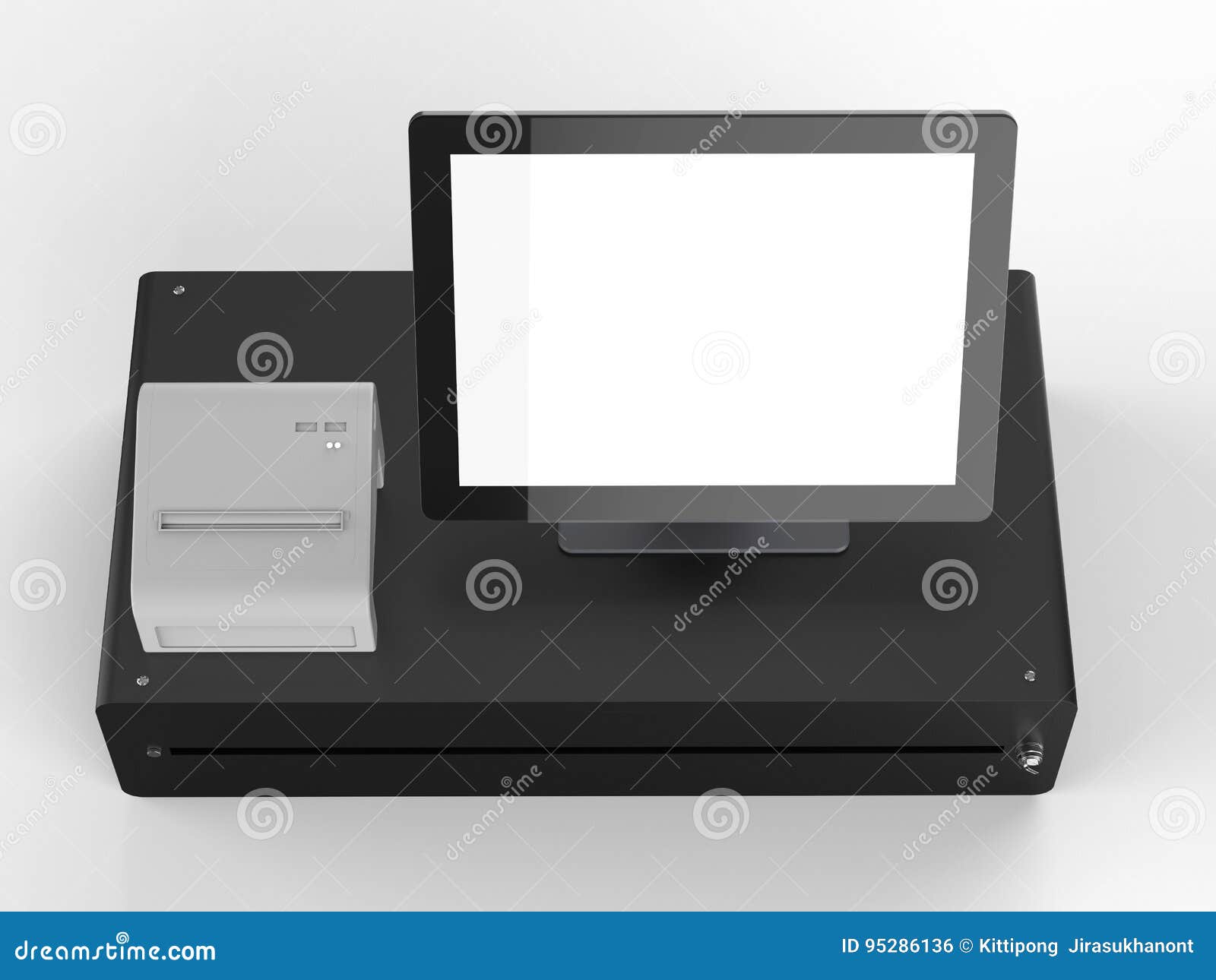 Cashier Machine Touch Screen With Blank Screen In Modern Cafe. Stock ...