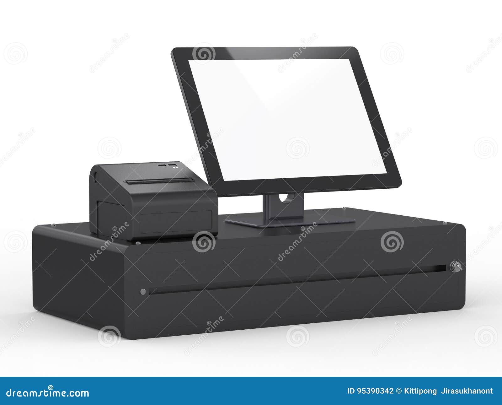 Cashier Machine Touch Screen With Blank Screen In Modern Cafe. Stock ...