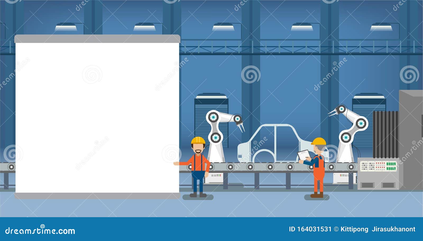 Empty screen in factory stock vector. Illustration of hands - 164031531