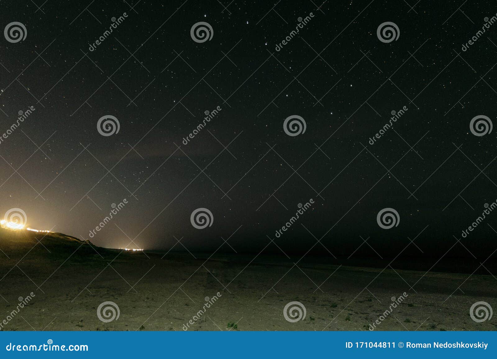 Empty Sea Sandy Beach at Night. Big Dipper Constellation Stock Image ...