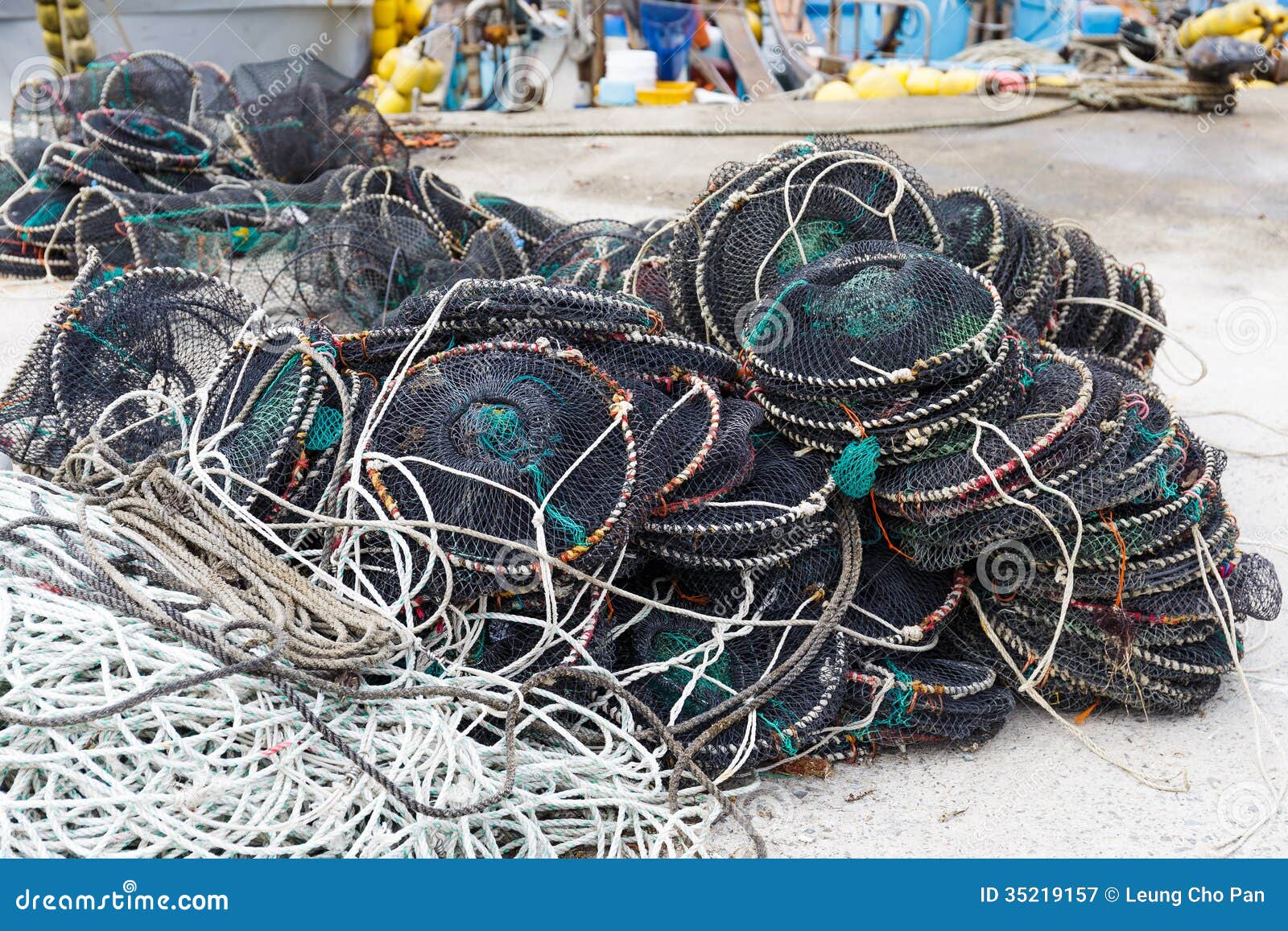 Empty seafood net traps stock image. Image of trap, rope - 35219157