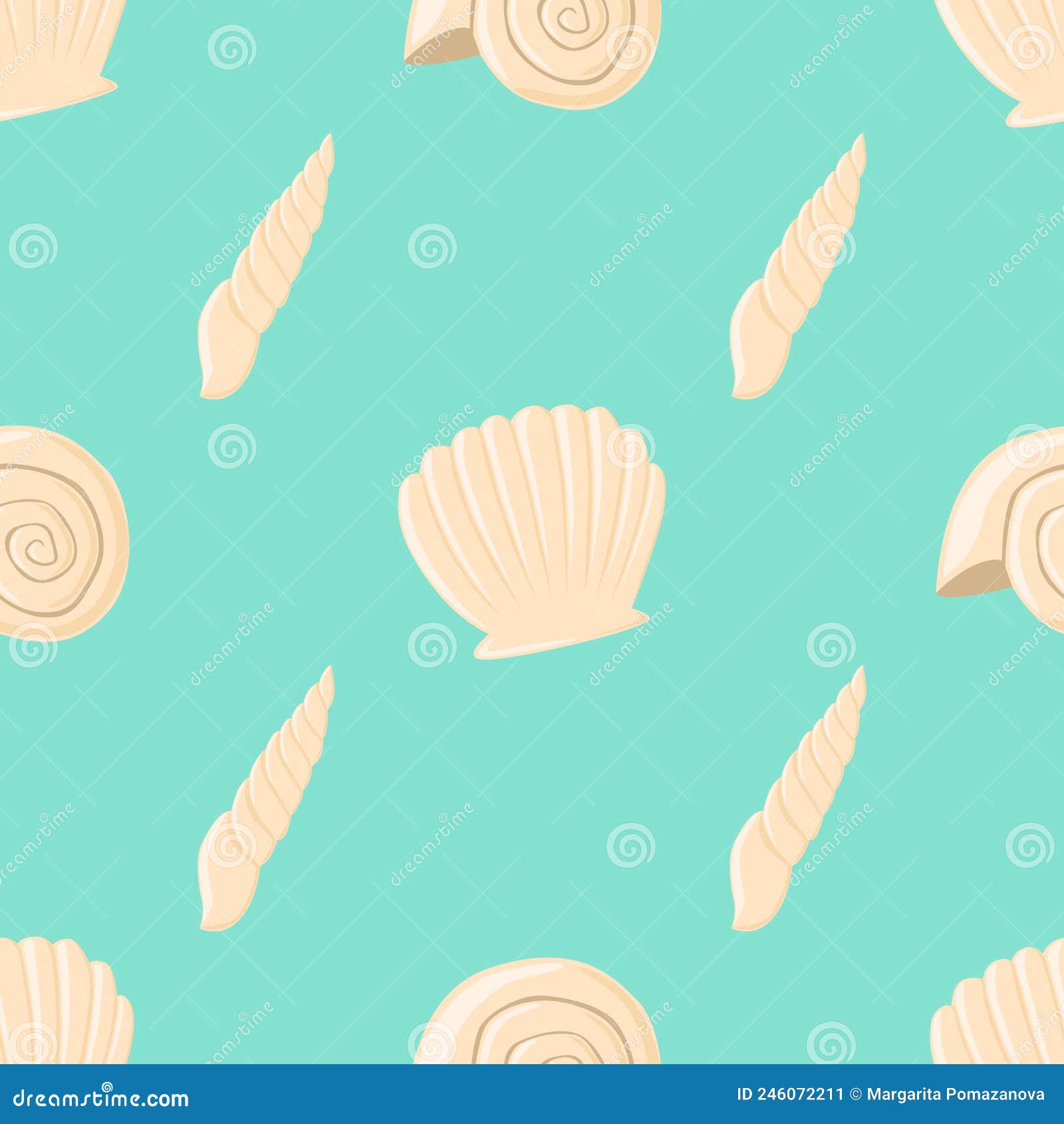 Empty Seashell Flat Vector Seamless Pattern Background Stock Vector ...