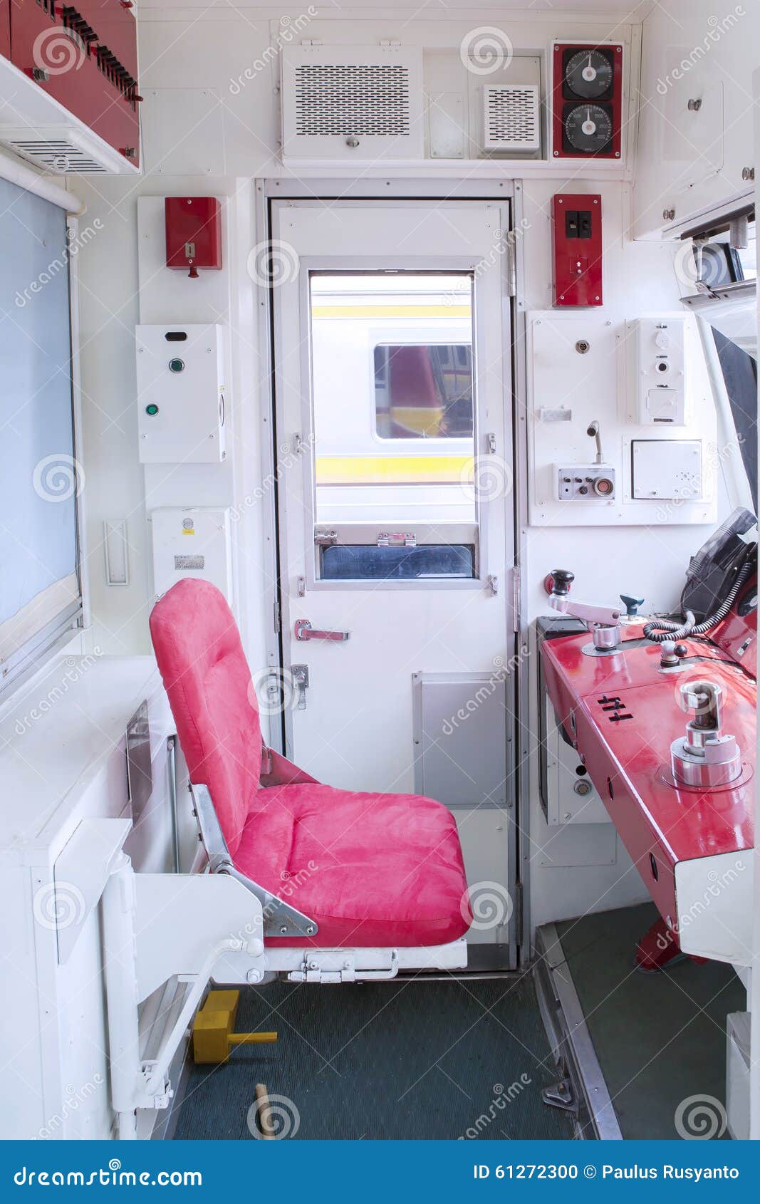 Inside Control Room Of Stream Engine Locomotive Train Parking On Stock ...