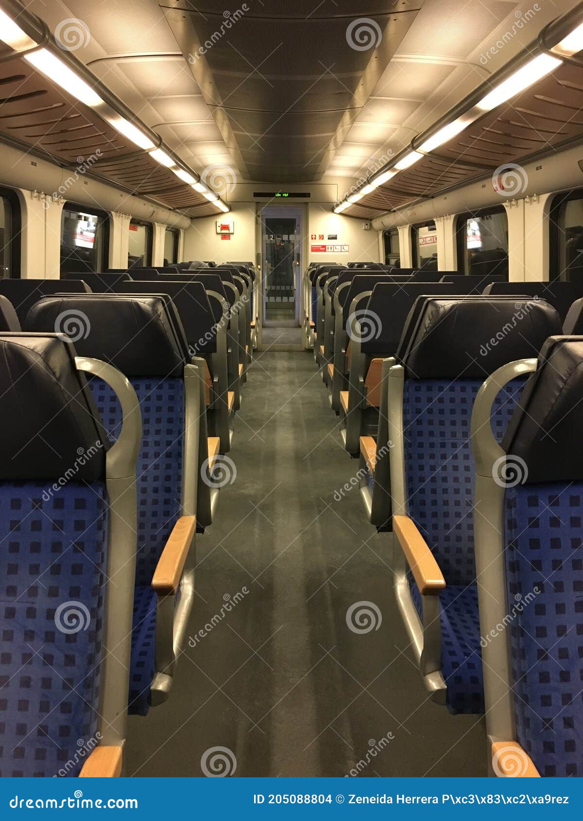 Empty Seats and Aisle in German Train Car Stock Photo - Image of metro ...