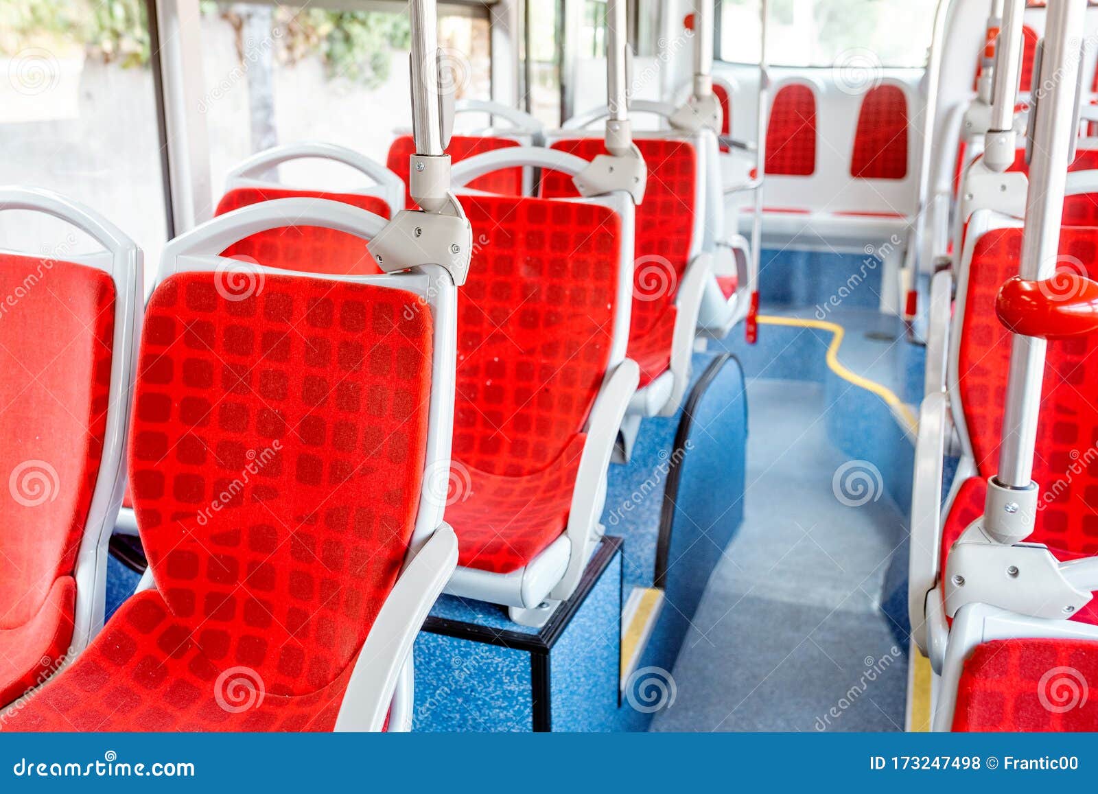 Seats inside new city bus stock photo. Image of line - 173247498