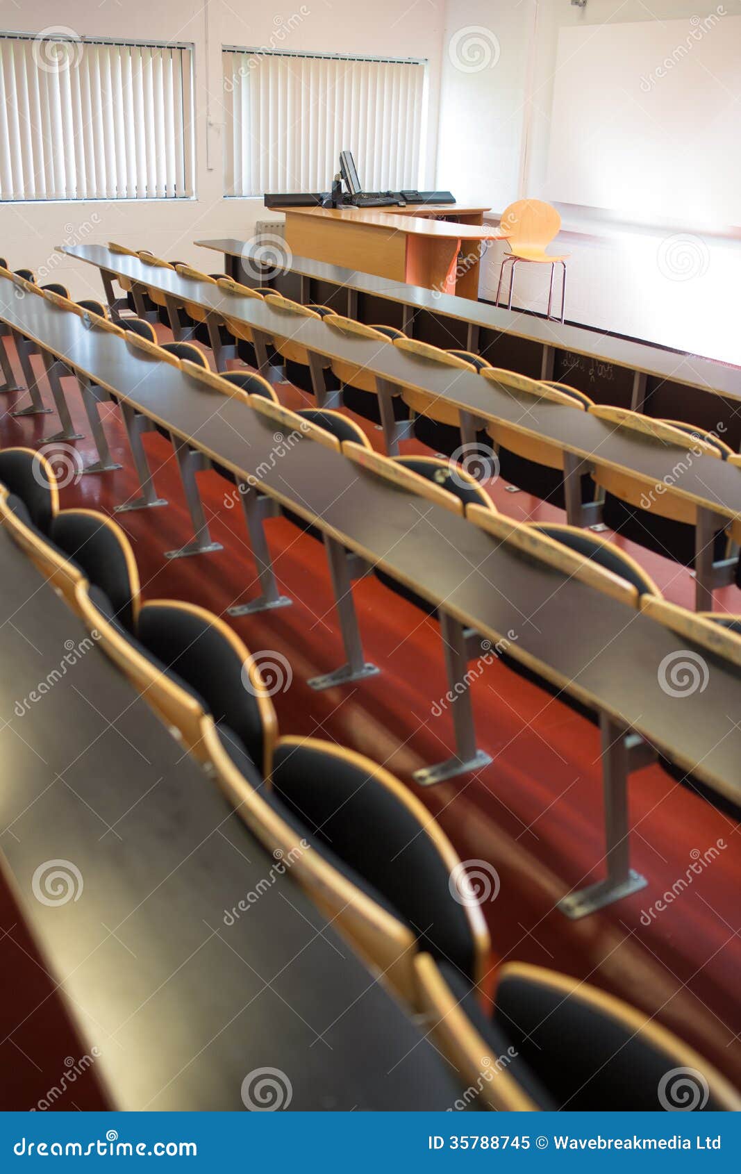 Empty Seats with Tables in a Lecture Hall Stock Image - Image of ...