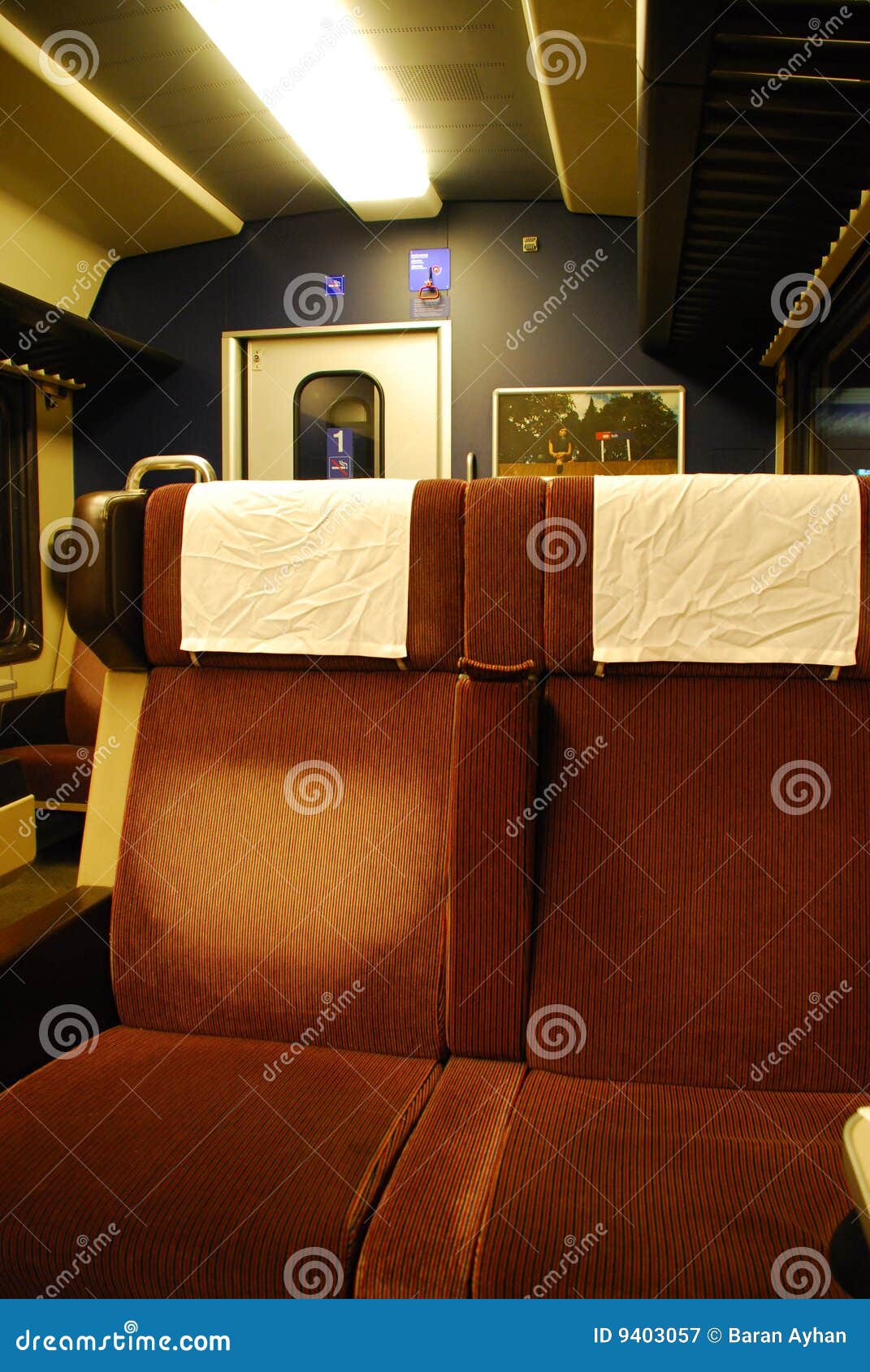 Empty seats on a train stock image. Image of class, headrest - 9403057