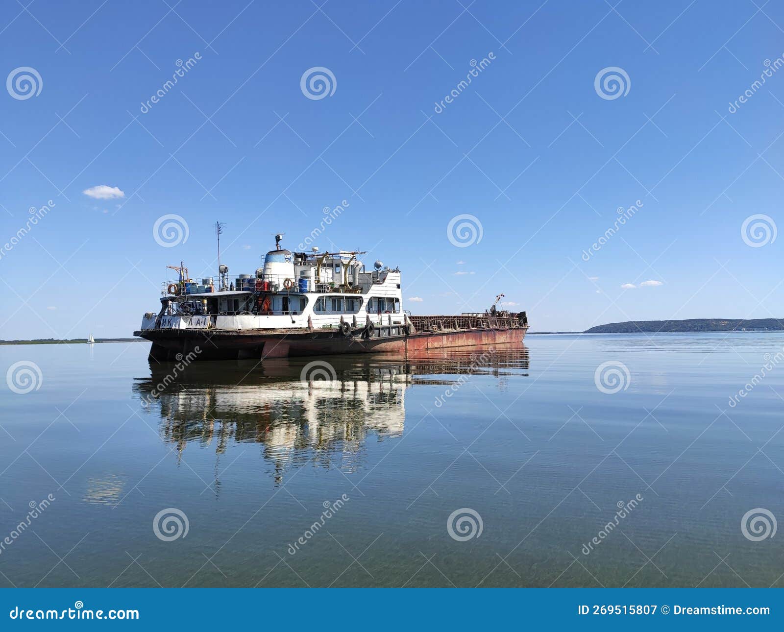 Empty Self-propelled Barge on Dnipro River Editorial Photography ...