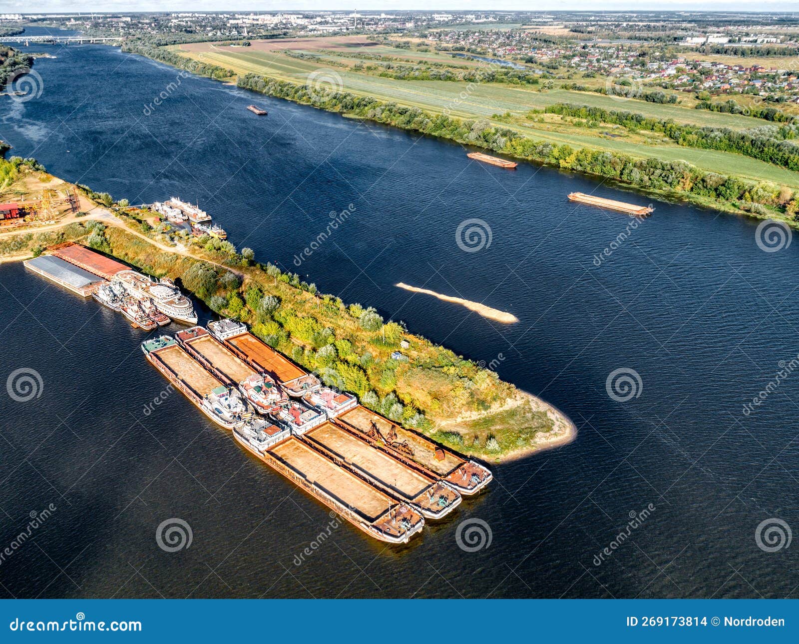 Empty Self-propelled Barges Stand at the Pier Stock Photo - Image of ...