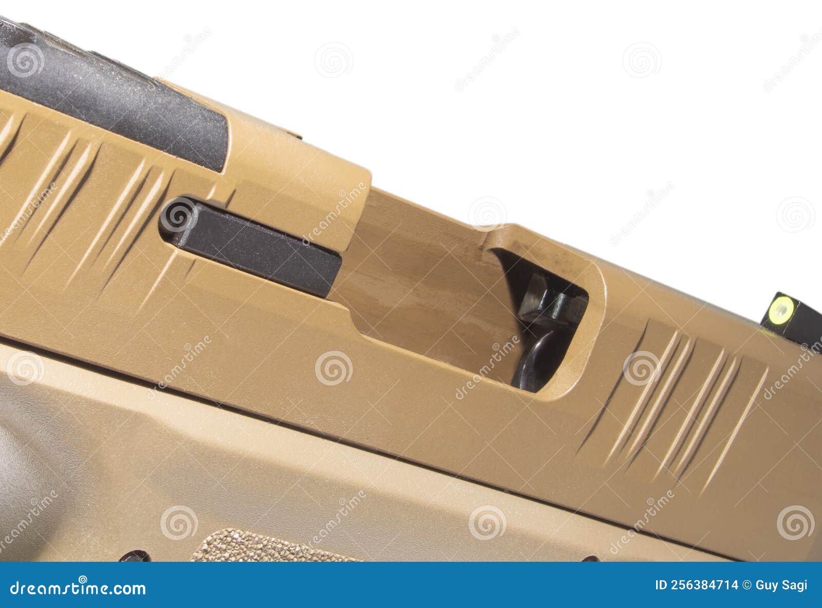 Empty Semi Automatic Handgun Chamber on White Stock Photo - Image of ...