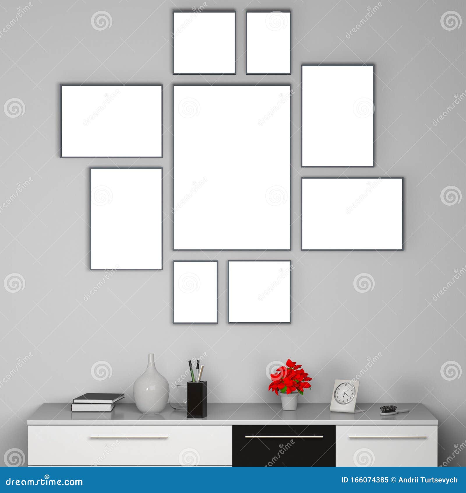 Empty Set of Frames on the Wall Stock Illustration - Illustration of ...